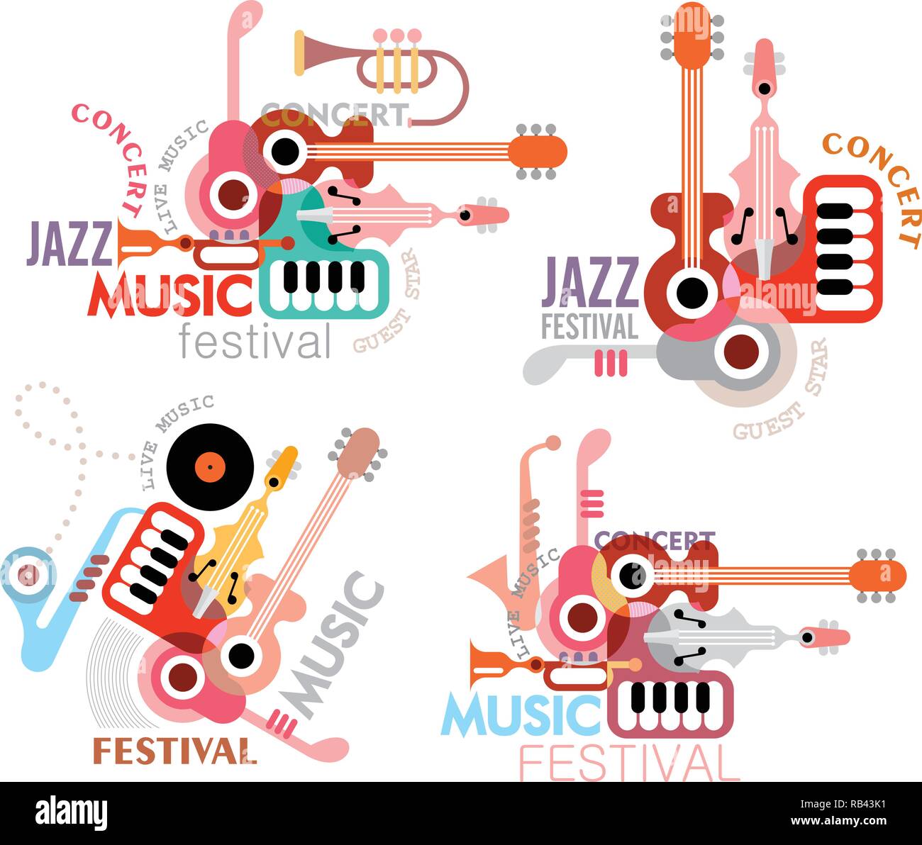 Four musical instruments Stock Vector Images - Alamy