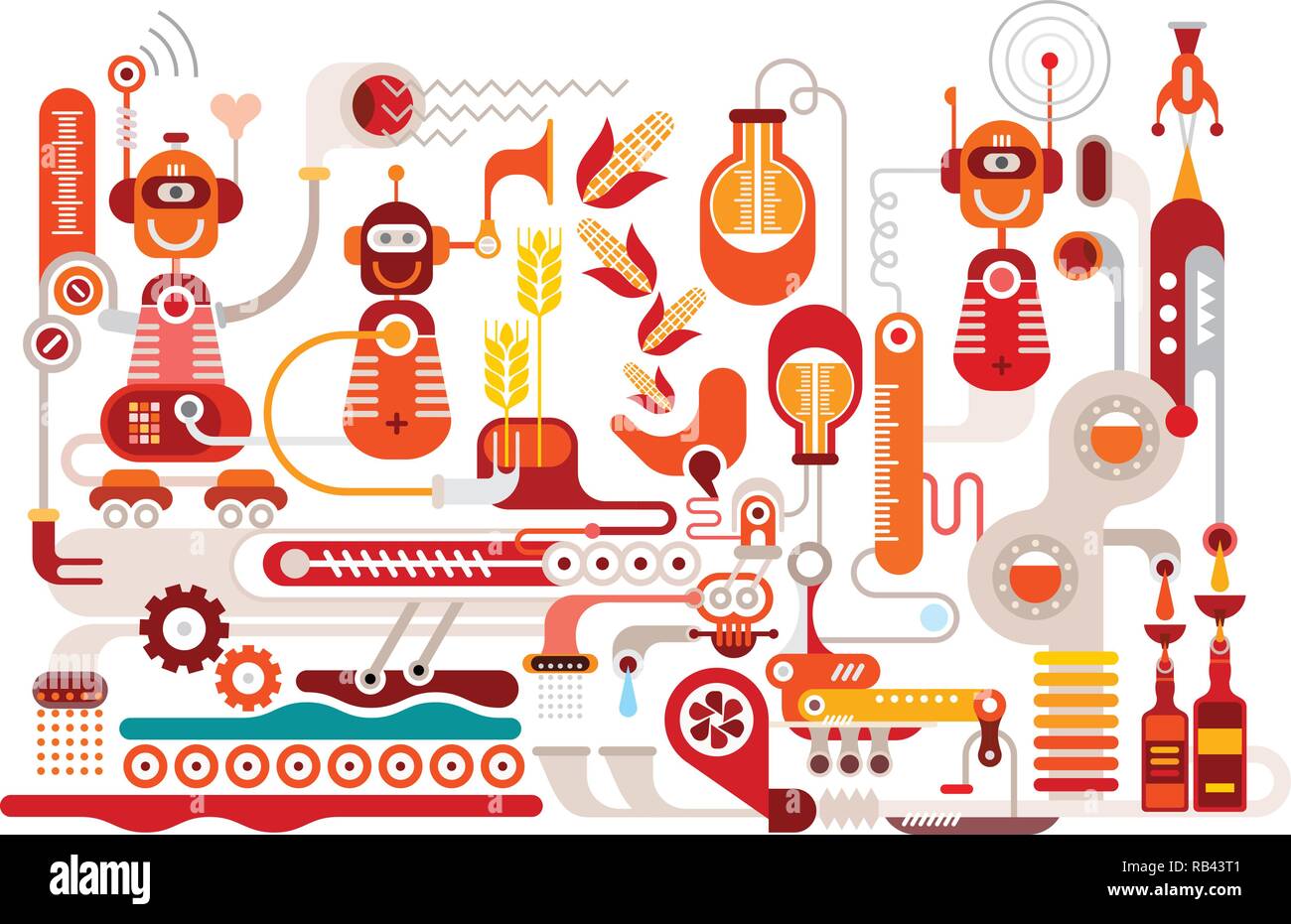 Whisky making vector illustration isolated on a white background ...