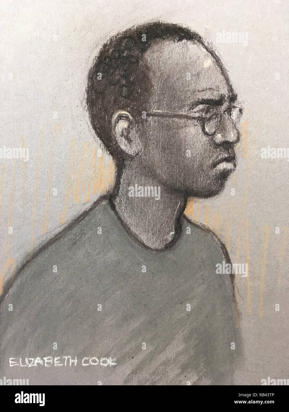 Court artist sketch by Elizabeth Cook of Darren Shane Pencille ...