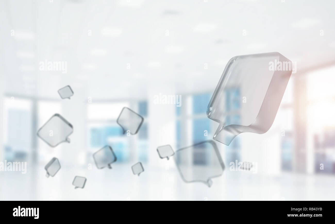 Concept of communication by glass empty chat icon on office back Stock ...