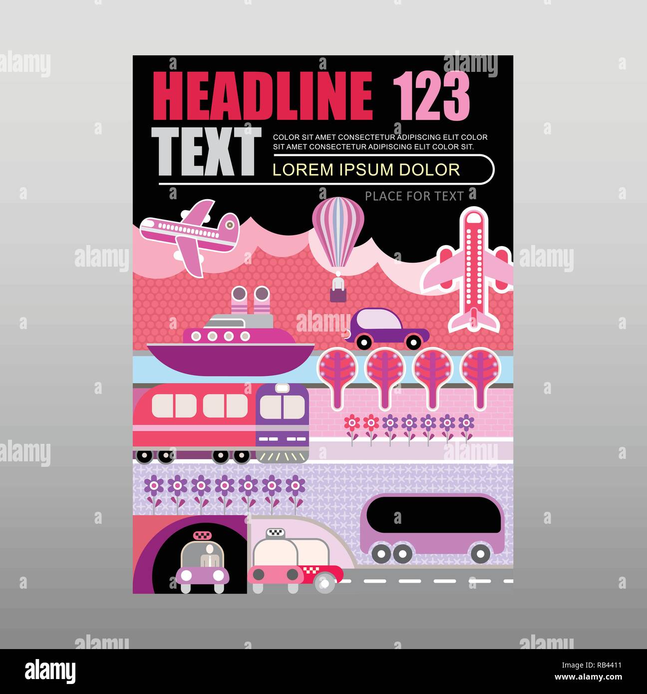 Various kind of transport for travel and journey. Vector template of ...