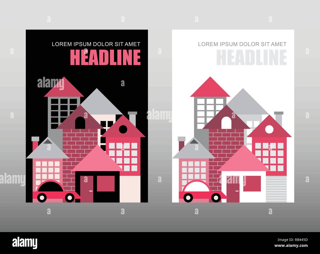 Two modern houses vector template options - with a black and with a ...