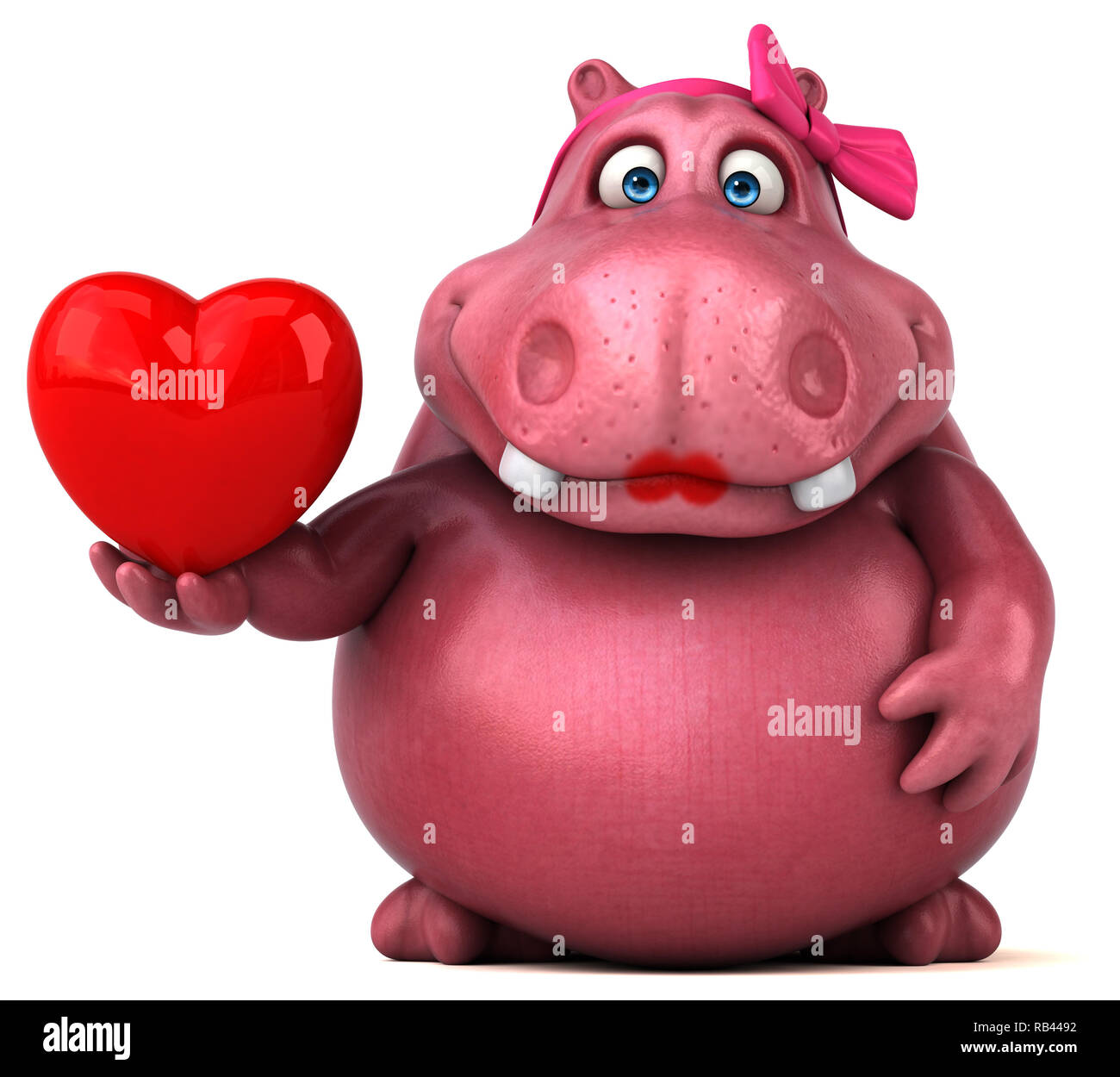 Pink Hippo - 3D Illustration Stock Photo - Alamy