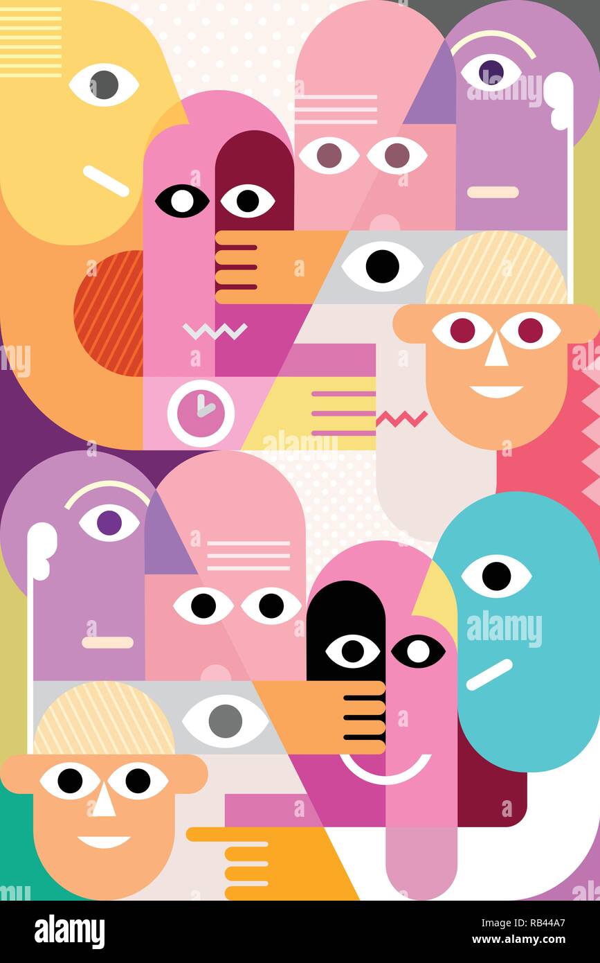 Large group of funny people vector illustration Stock Vector Image ...