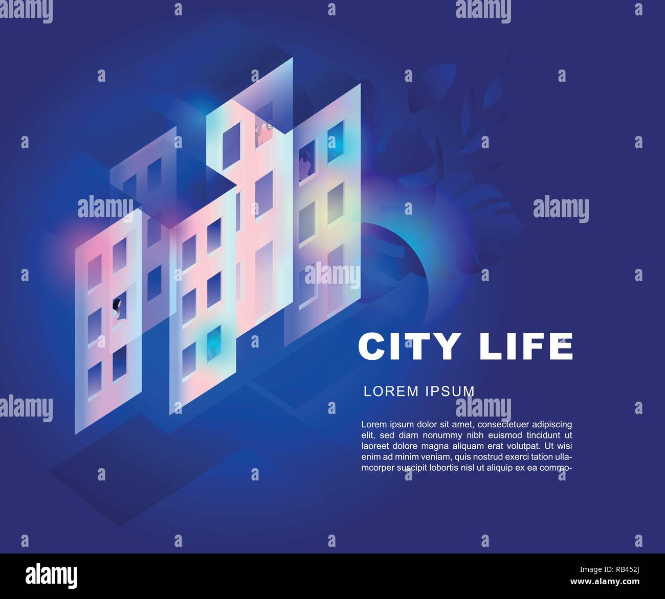 Isometric illustration of cite. Vector EPS10. 3d. city life background ...