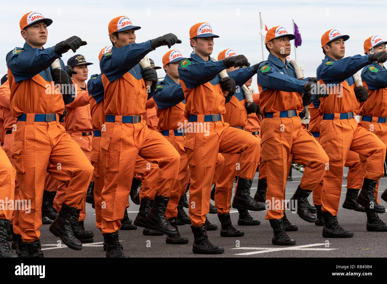 Members of the Tokyo Fire Department perform during the annual New Year ...