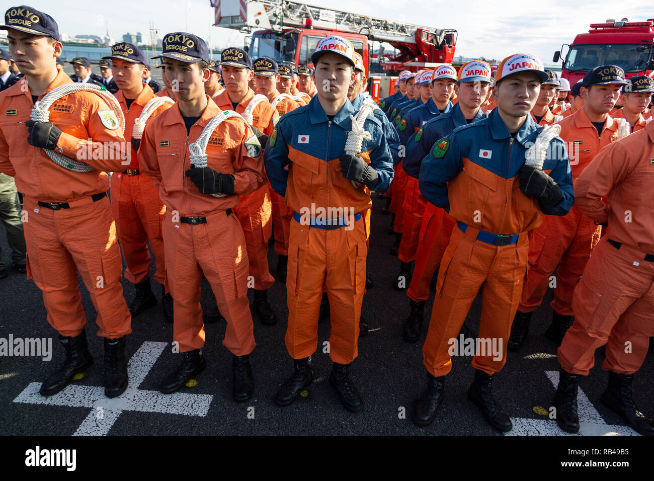 Members of the Tokyo Fire Department attend the annual New Year's Fire ...