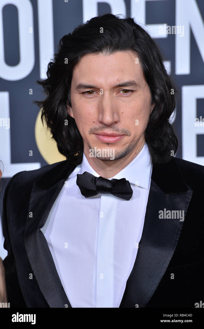 LOS ANGELES, CA. January 06, 2019: Adam Driver at the 2019 Golden Globe ...