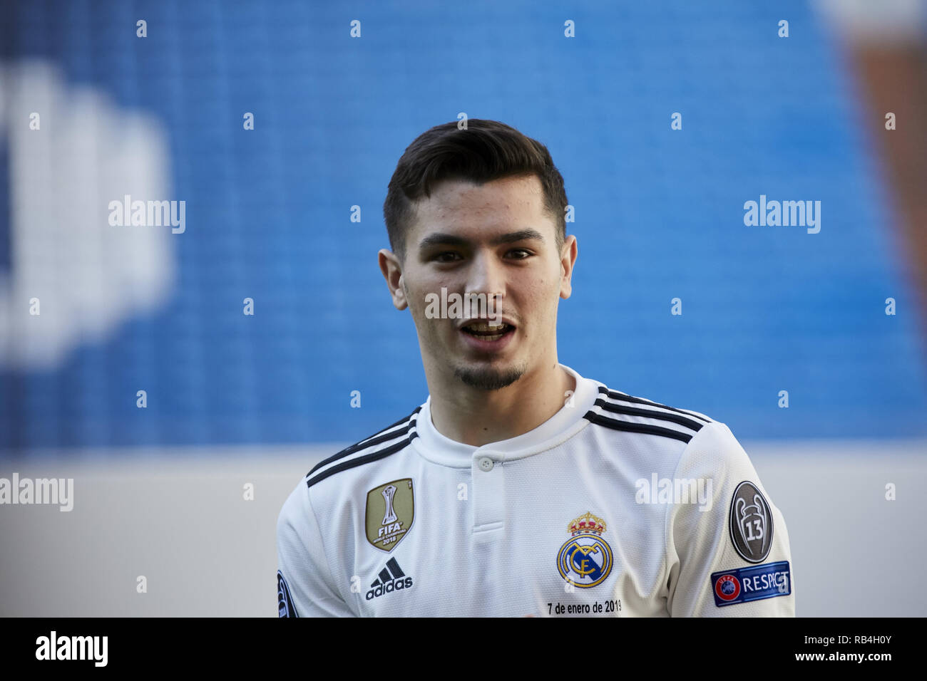 Madrid, Spain. 7th Jan, 2019. Brahim Diaz seen posing during his ...