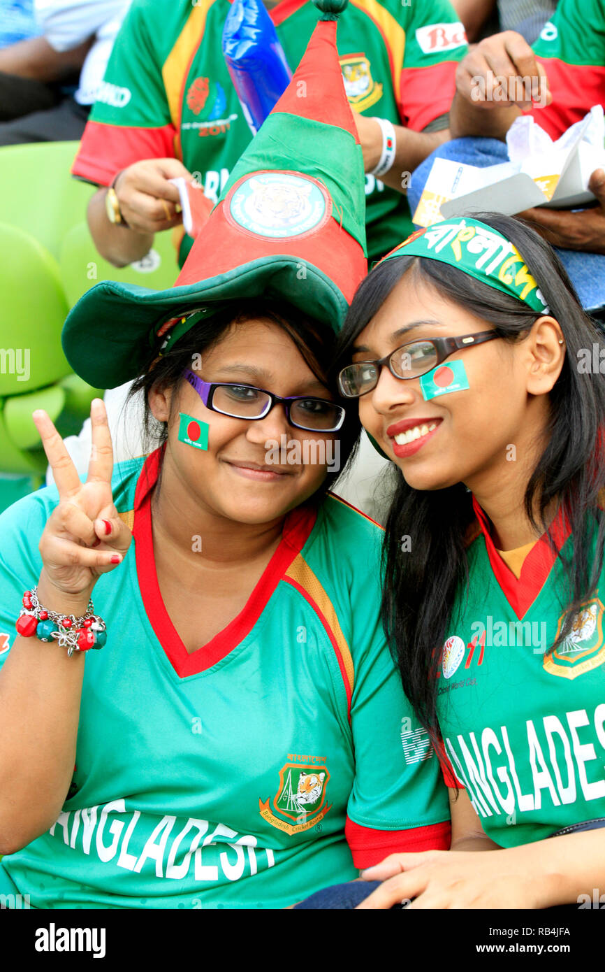 Bangladesh fans cheer on their team during the ICC Cricket World Cup ...