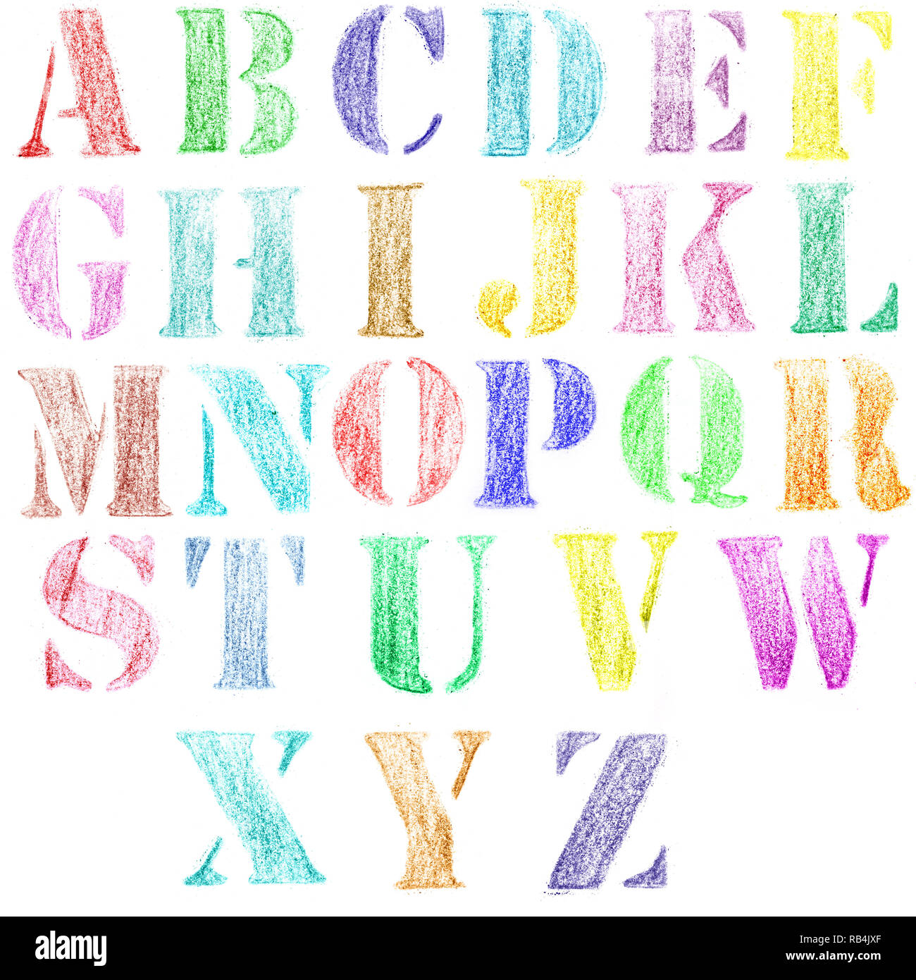 English alphabet ,Hand drawn by color pencil Stock Photo - Alamy
