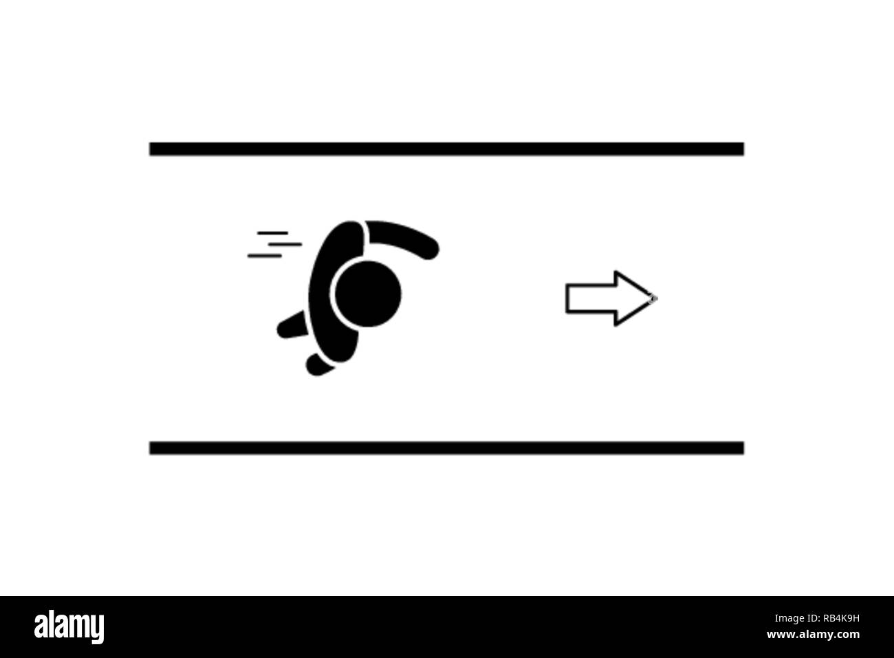 Top view, silhouette of human walking, direction for the exit, vector ...