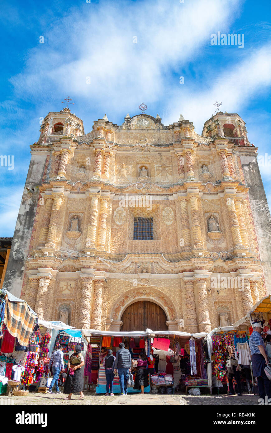 a fade of Santo Domingo church and local market, San Cristobal de las ...