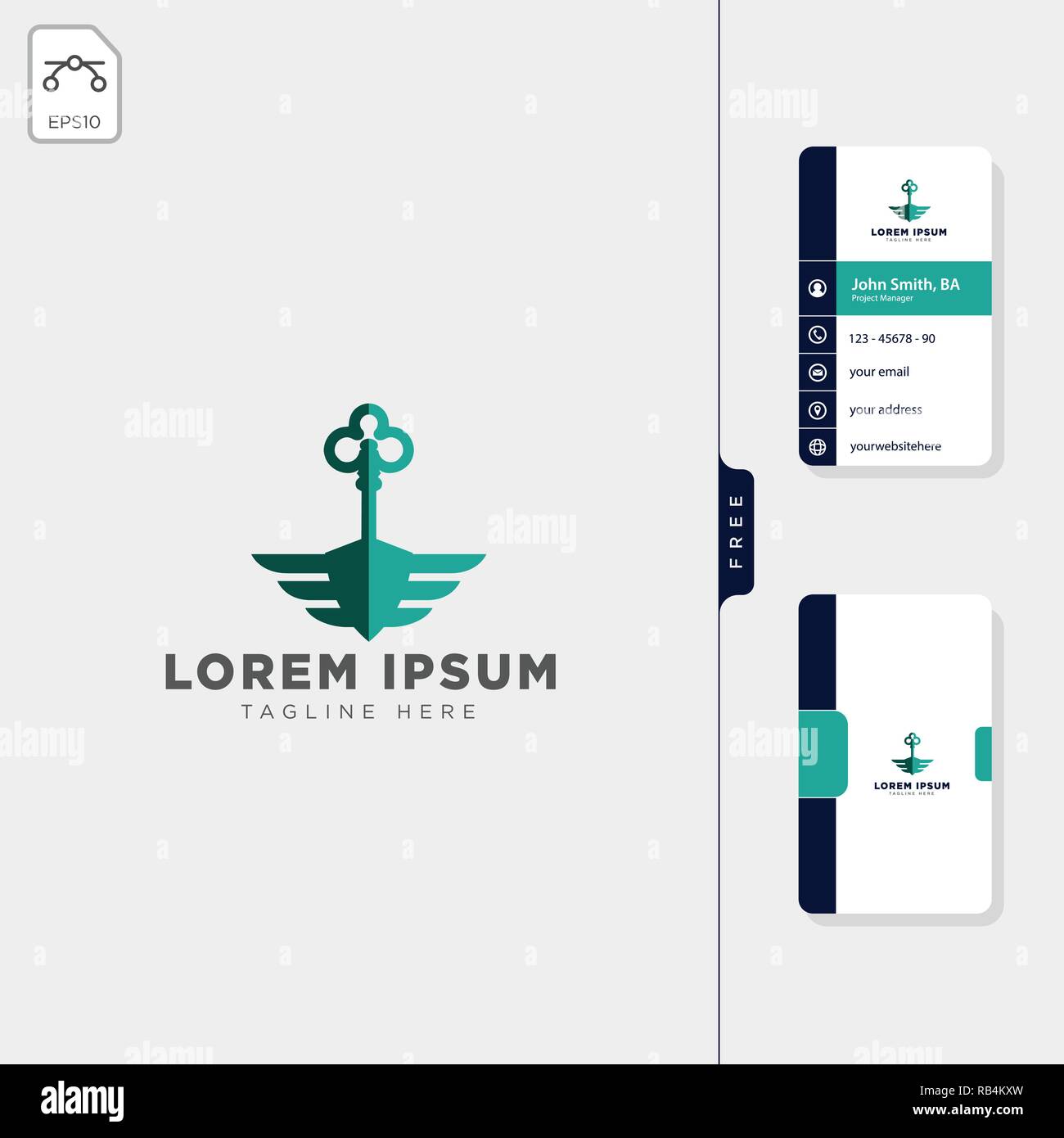 fly key wing logo template vector illustration, free business card ...