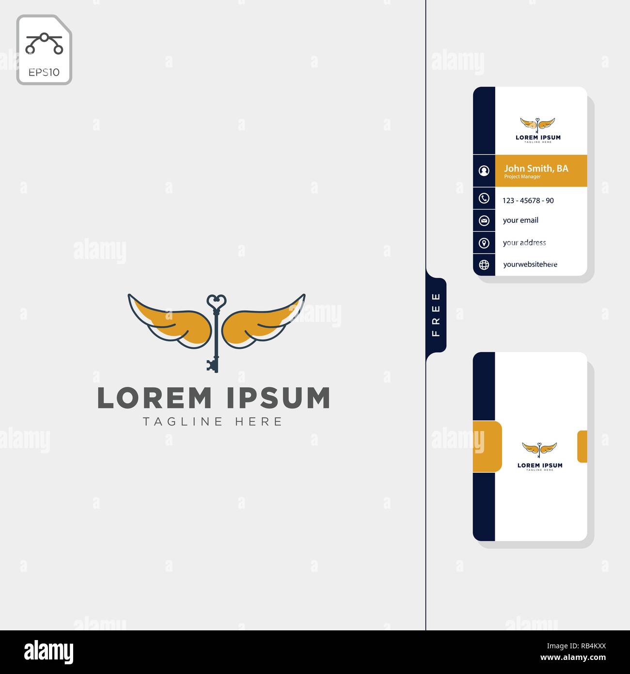 fly key wing logo template vector illustration, free business card ...