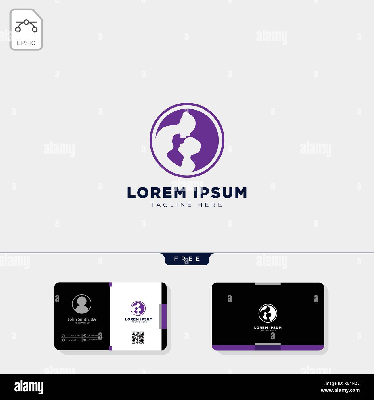 parenting logo template vector illustration and free business card ...