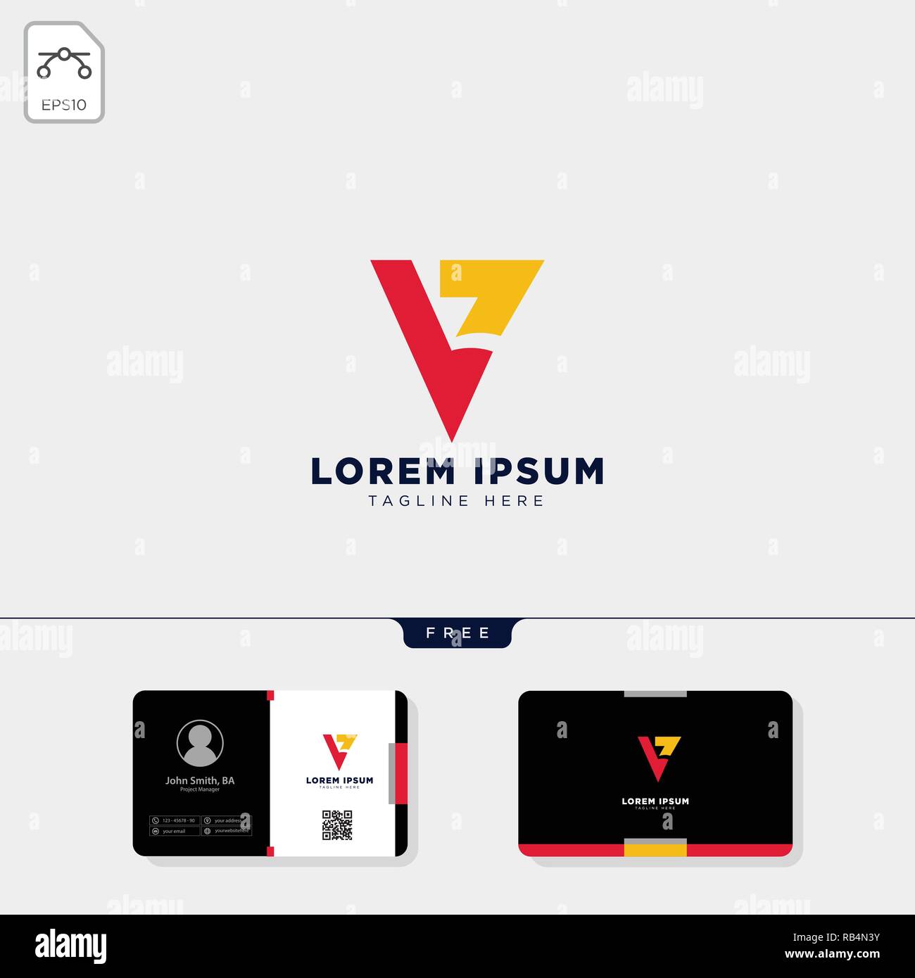 v minimal logo template vector illustration and free business card ...