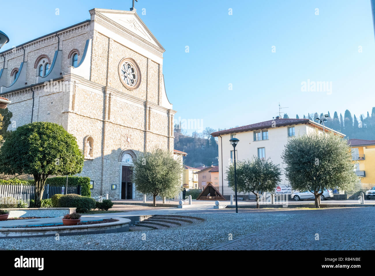 big italian rural church stone building day clear sky Stock Photo - Alamy