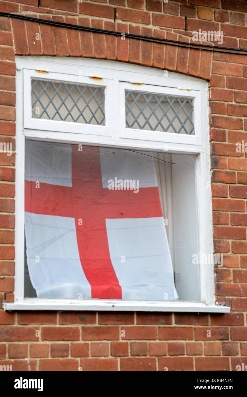 St George flag in window Stock Photo - Alamy