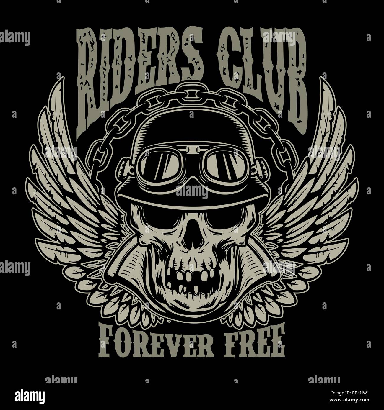 Vintage motorcycle vector skull riders hi-res stock photography and ...