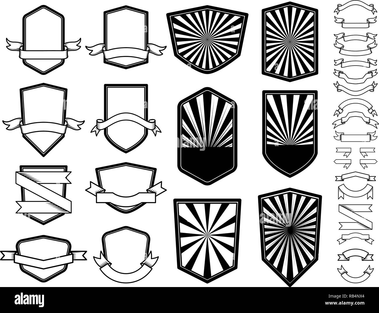 Empty blank emblem badge shield Black and White Stock Photos & Images ...