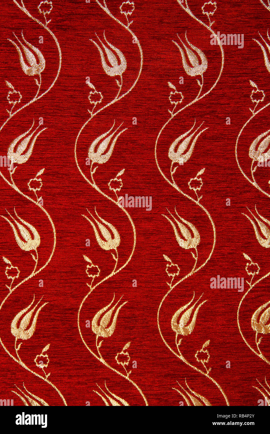 Antique ruby ottoman fabric tulip figures Stock Photo - Alamy