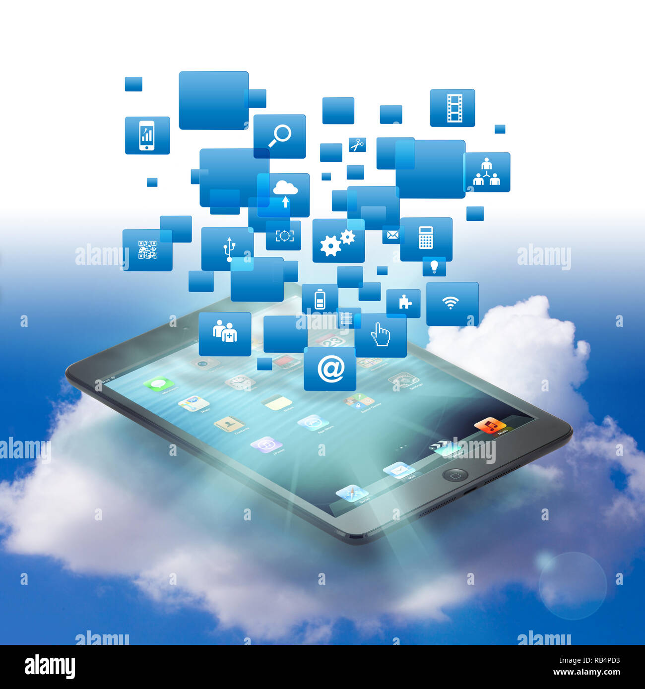 web cloud connection with ipad mini Stock Photo - Alamy