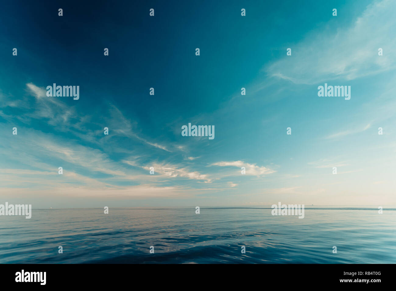 Beautiful seascape blue sea horizon and sky. Tranquil scene. Natural ...