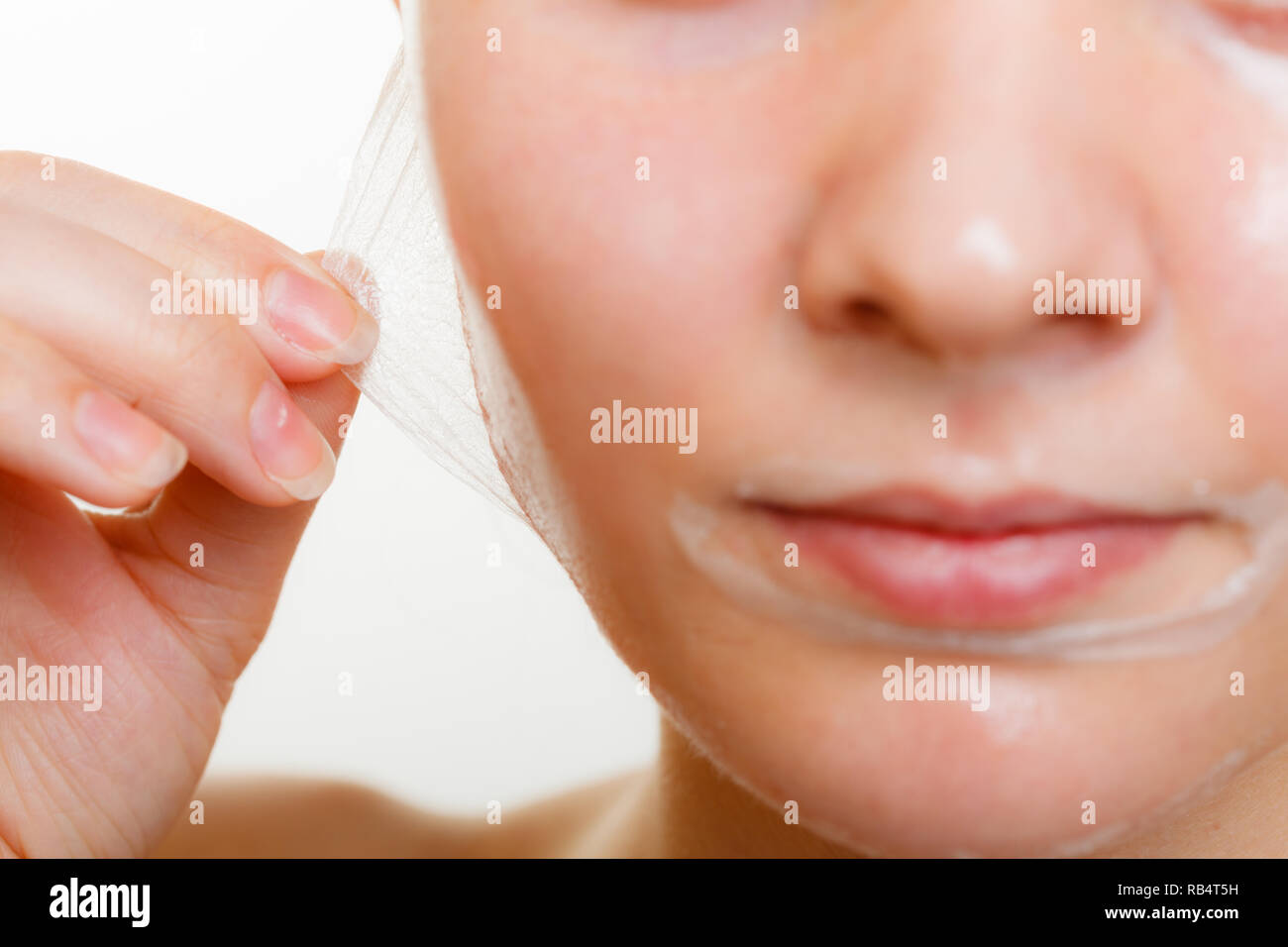 Beauty skin care cosmetics and health concept. Young woman part of face ...