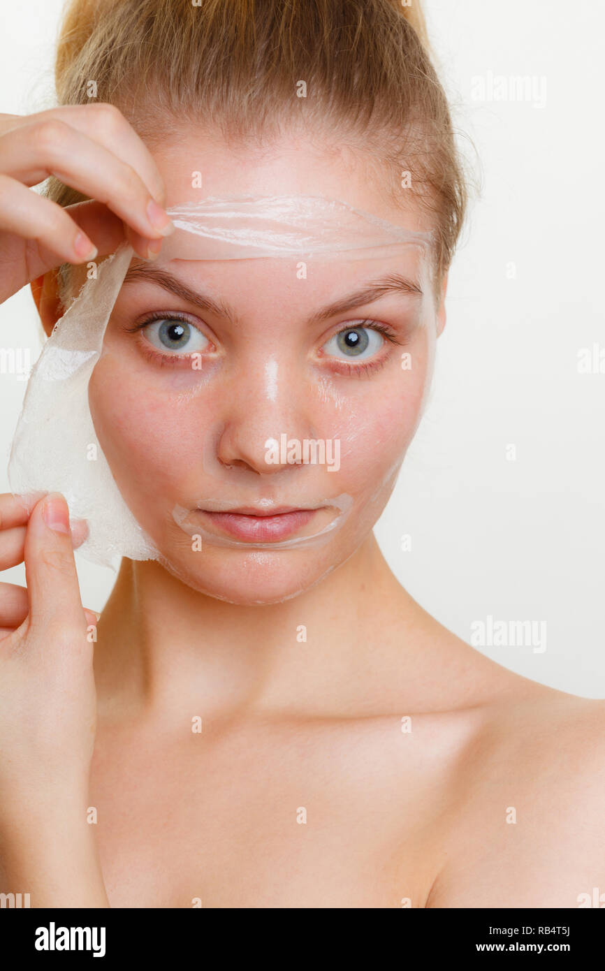 Beauty skin care cosmetics and health concept. Young woman face, girl ...