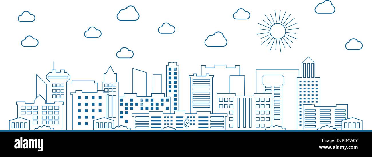 Line Art Modern Big City Background Stock Vector Image & Art - Alamy