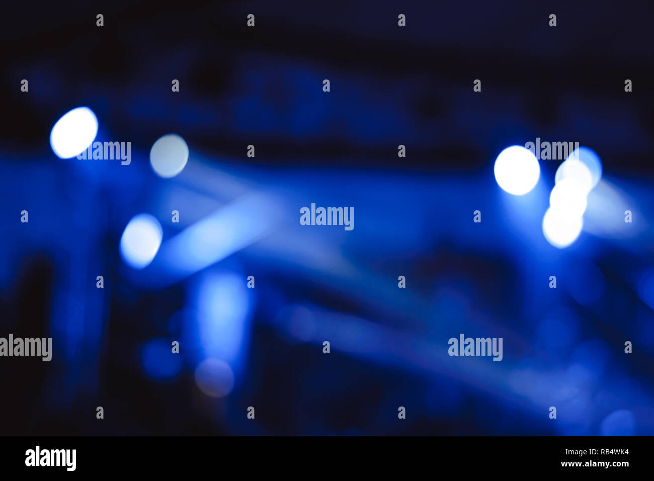 Stage lights on concert. Lighting equipment with multicolored beams ...