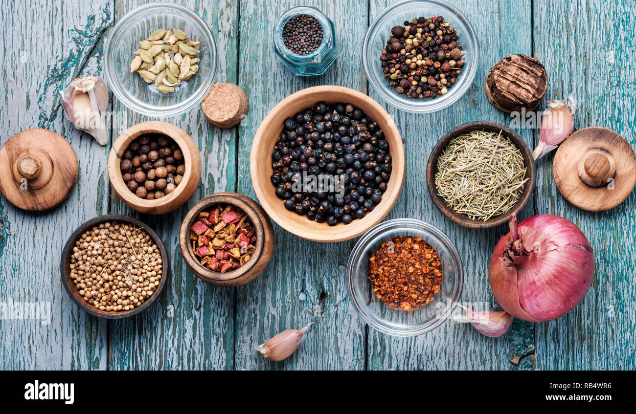 Big set of Indian spices and herbs.Various fragrant spices Stock Photo ...