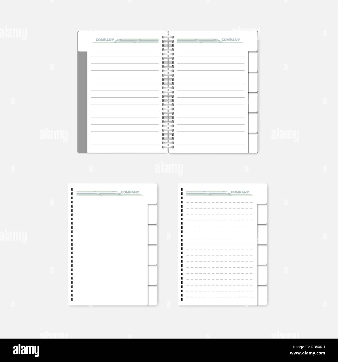Refillable spiral notebook with tab dividers and filler paper. Mockup ...