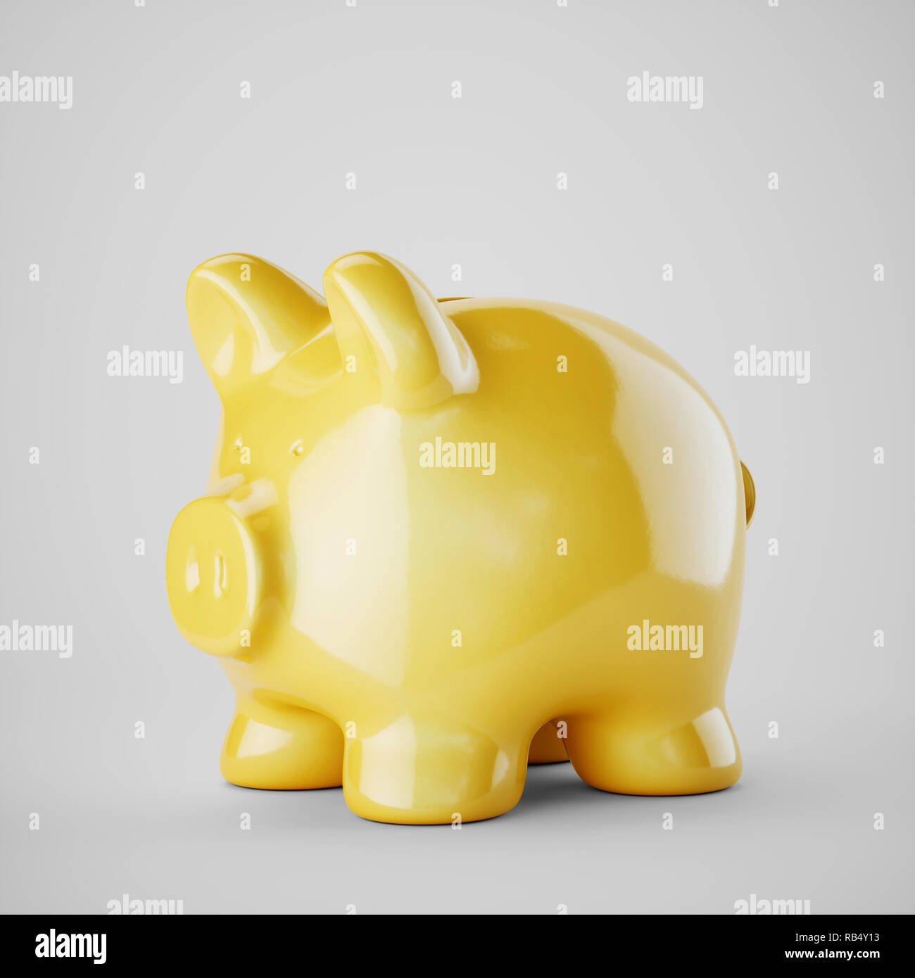 Yellow piggy bank isolated on white background. 2019 pig year concept ...