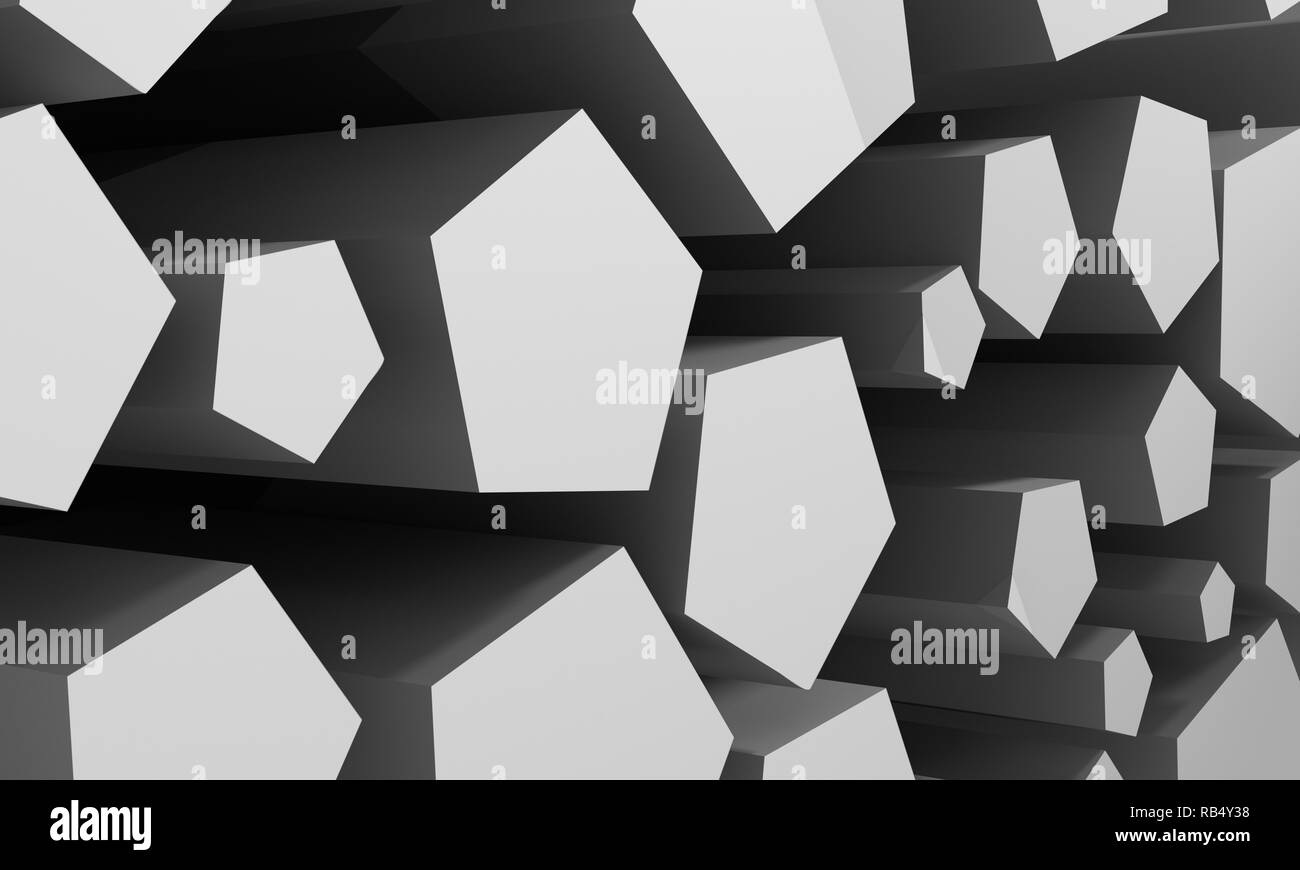 Abstract background consisting of cubic cavities of gray color. 3D ...