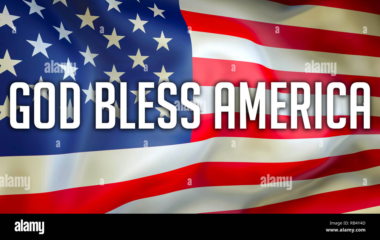 God Bless America On A Usa Flag Background 3d Rendering United States