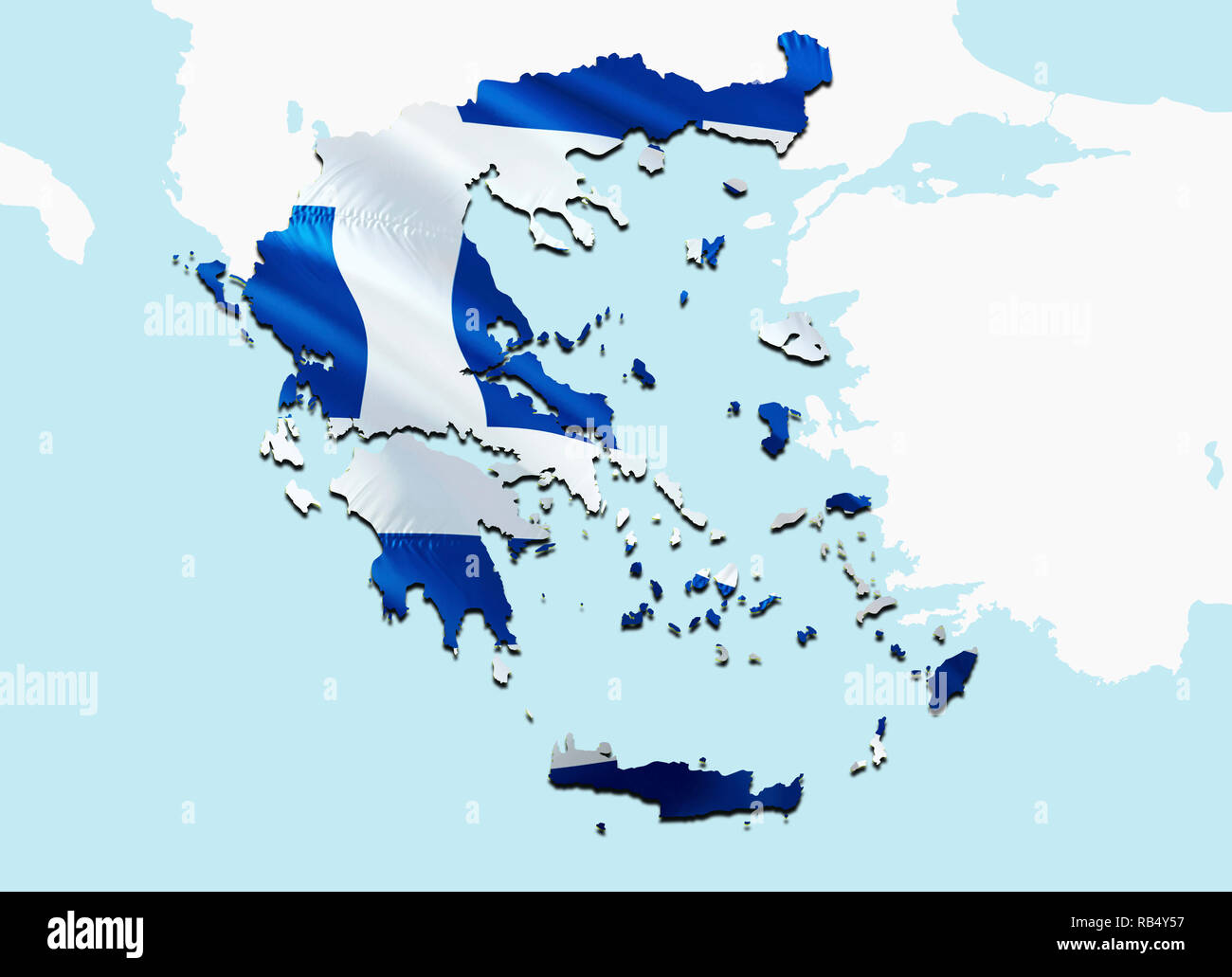 Flag Map of Greece. 3D rendering Greece map and flag. The national ...