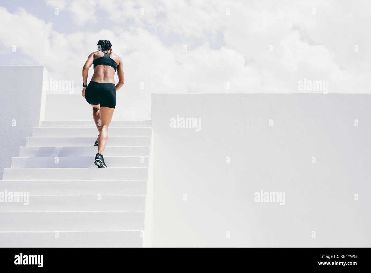 Woman Running Stairs