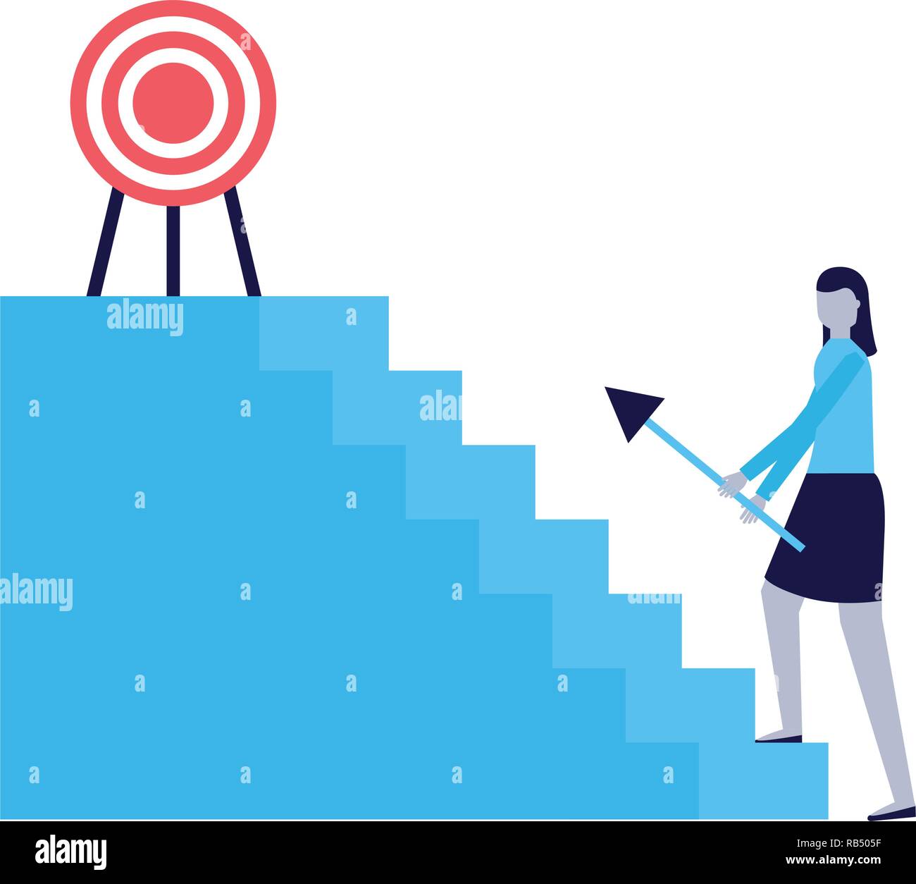 business woman climb stairs with arrow target Stock Vector Image & Art ...