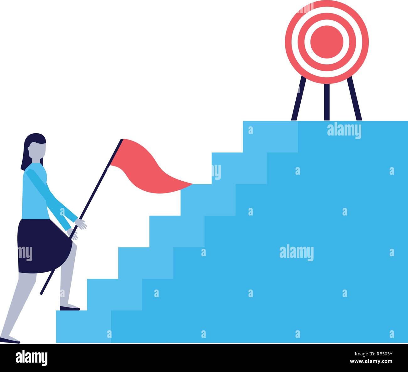 business woman stairs flag and target Stock Vector Image & Art - Alamy
