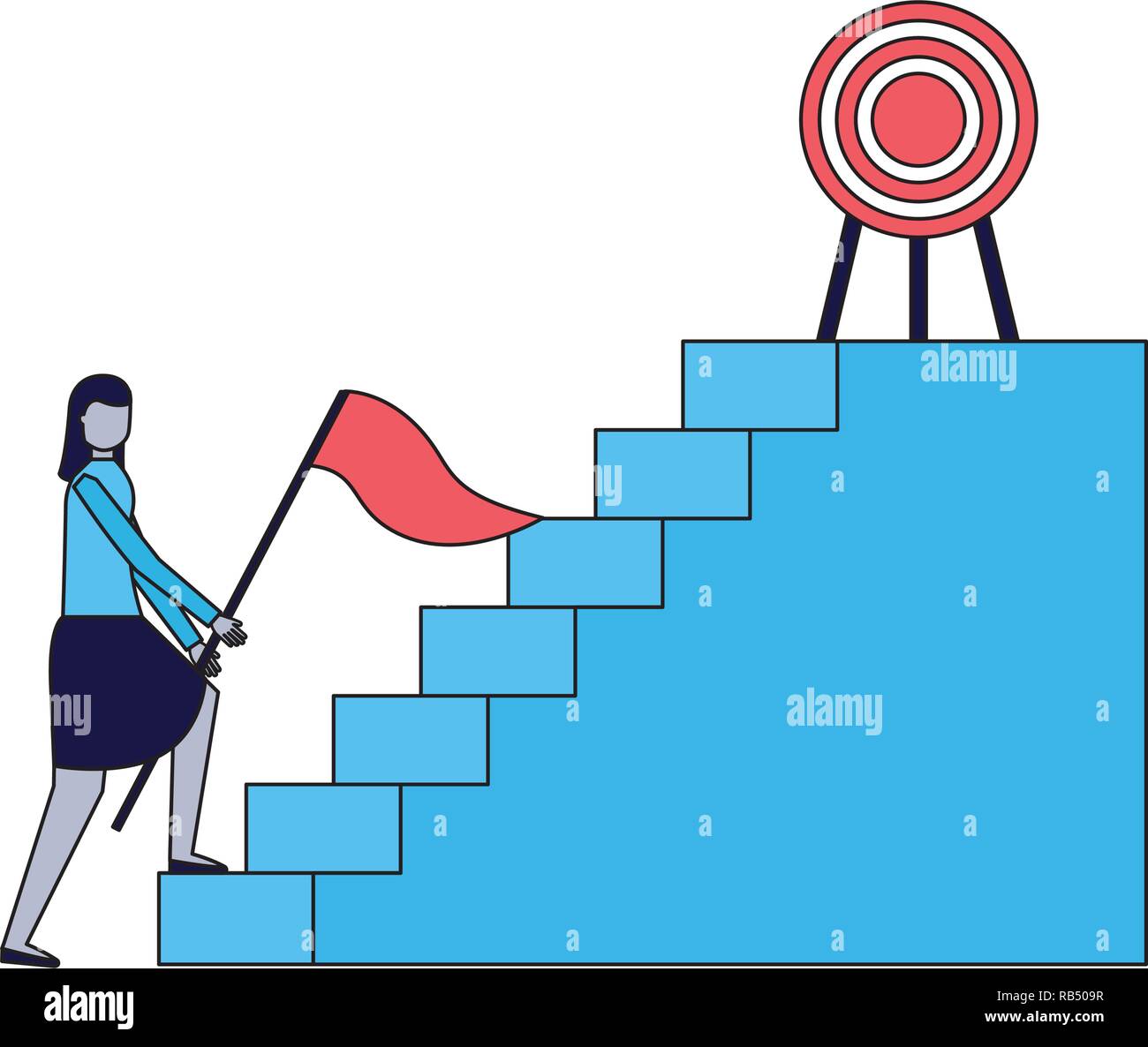 business woman stairs flag and target Stock Vector Image & Art - Alamy