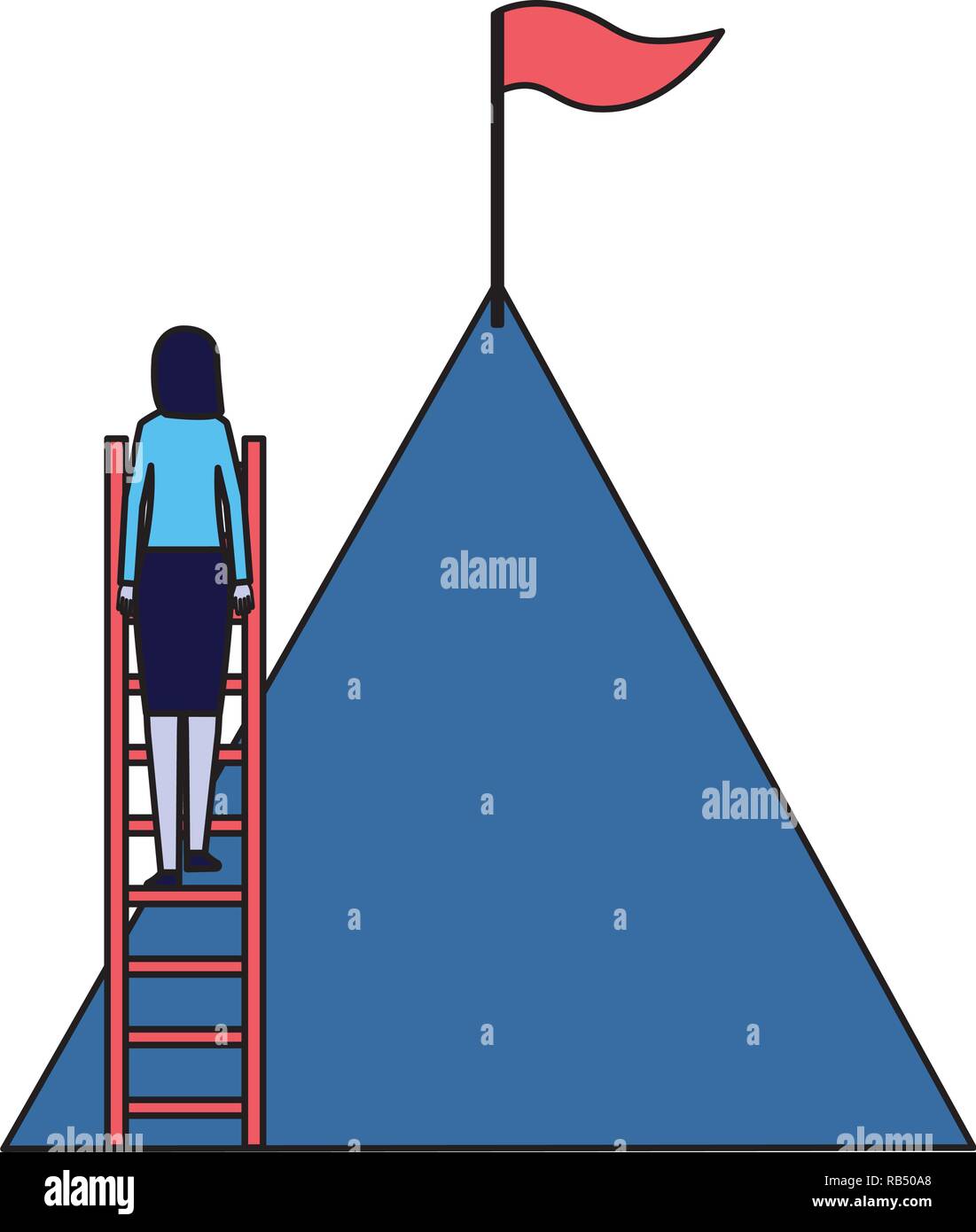 business woman climb mountain stairs flag Stock Vector Image & Art - Alamy