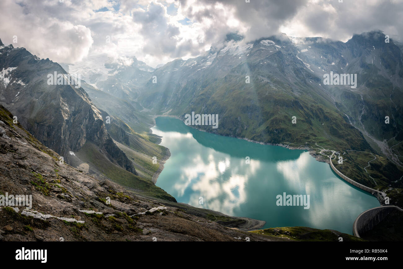 Kaprun, Austria - September 5, 2018. Overlooking the high mountain ...