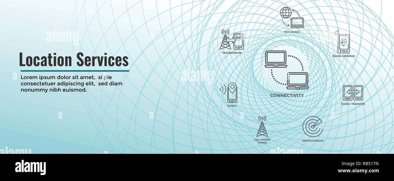 Mobile Cellular Service Web Header Banner with Cellphone Towers ...