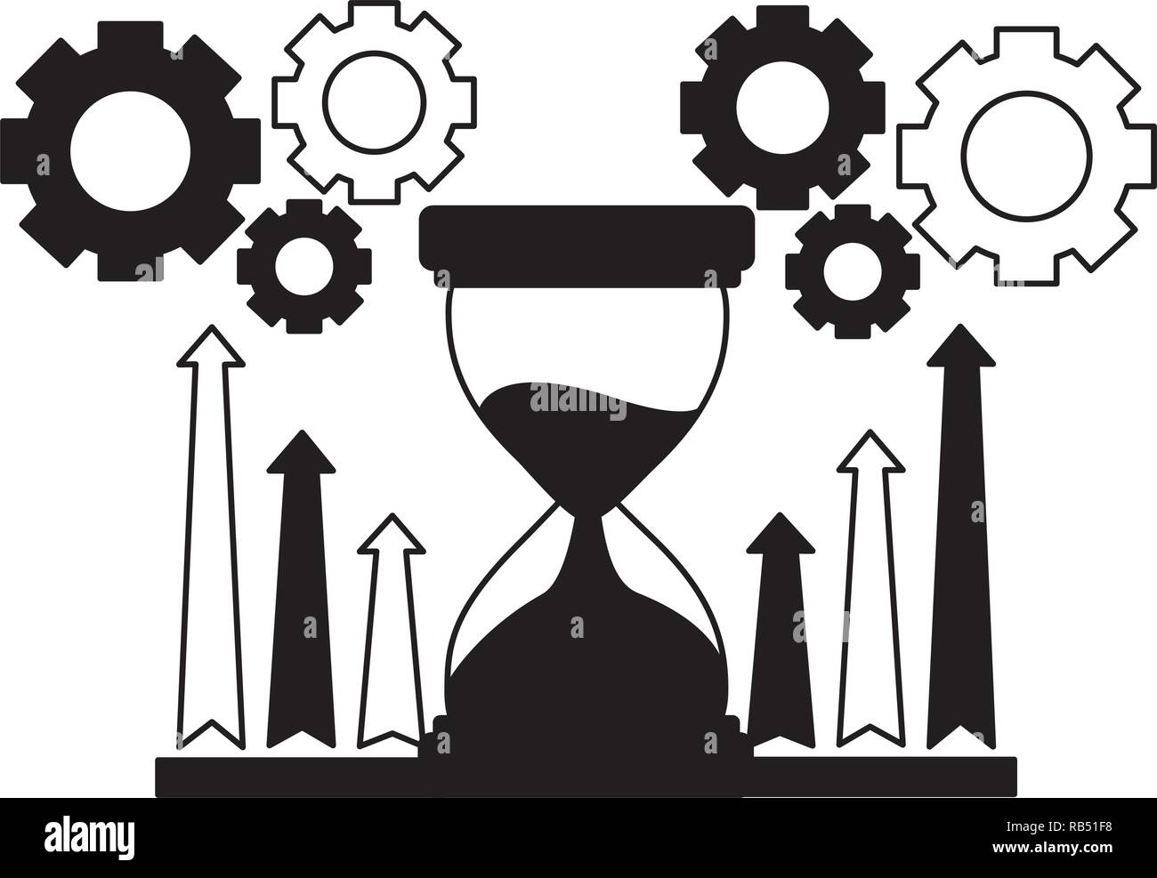 business hourglass chart arrows and gears Stock Vector Image & Art - Alamy