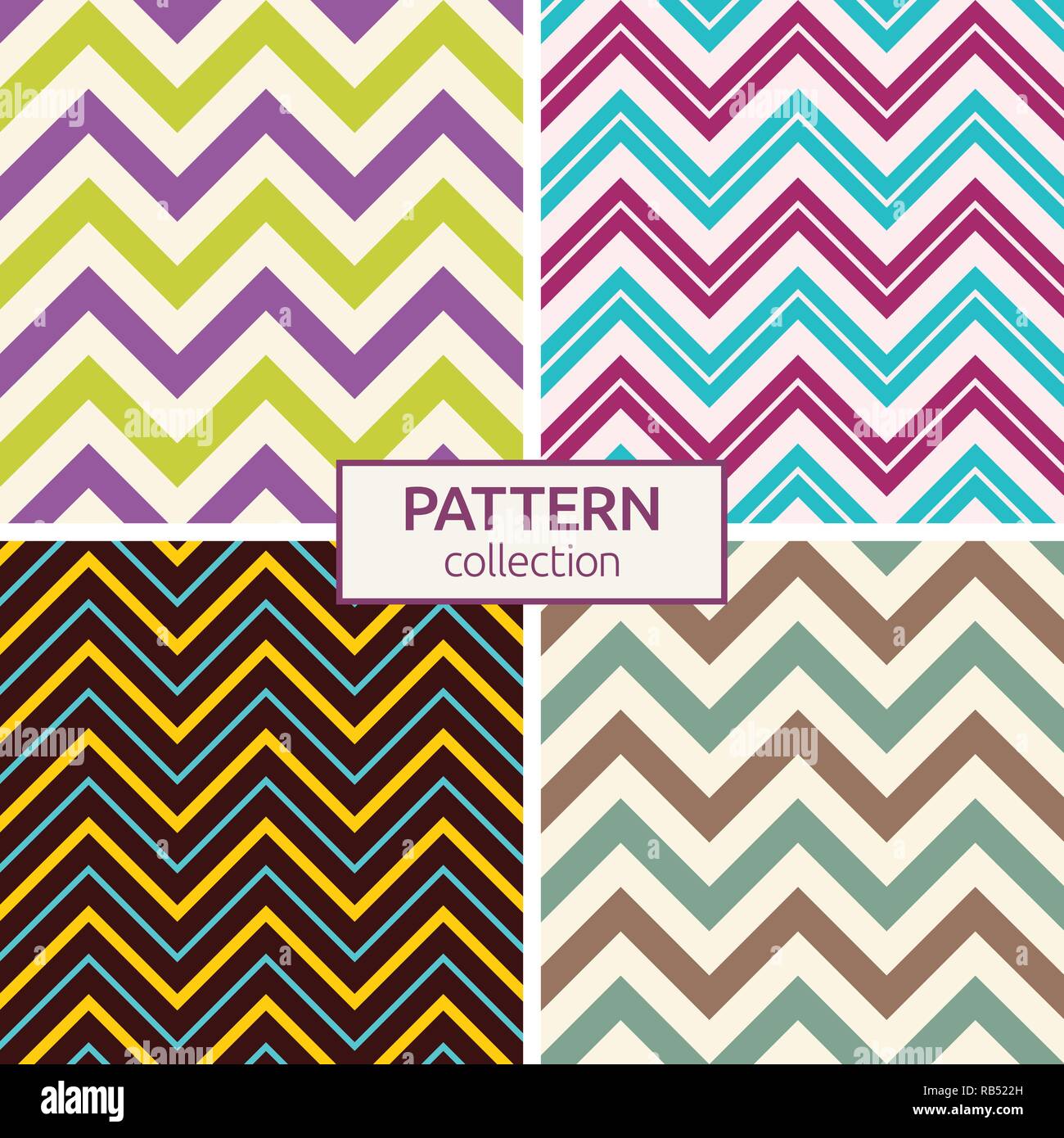 Set of four seamless fashion zigzag patterns. Abstract geometric shapes ...