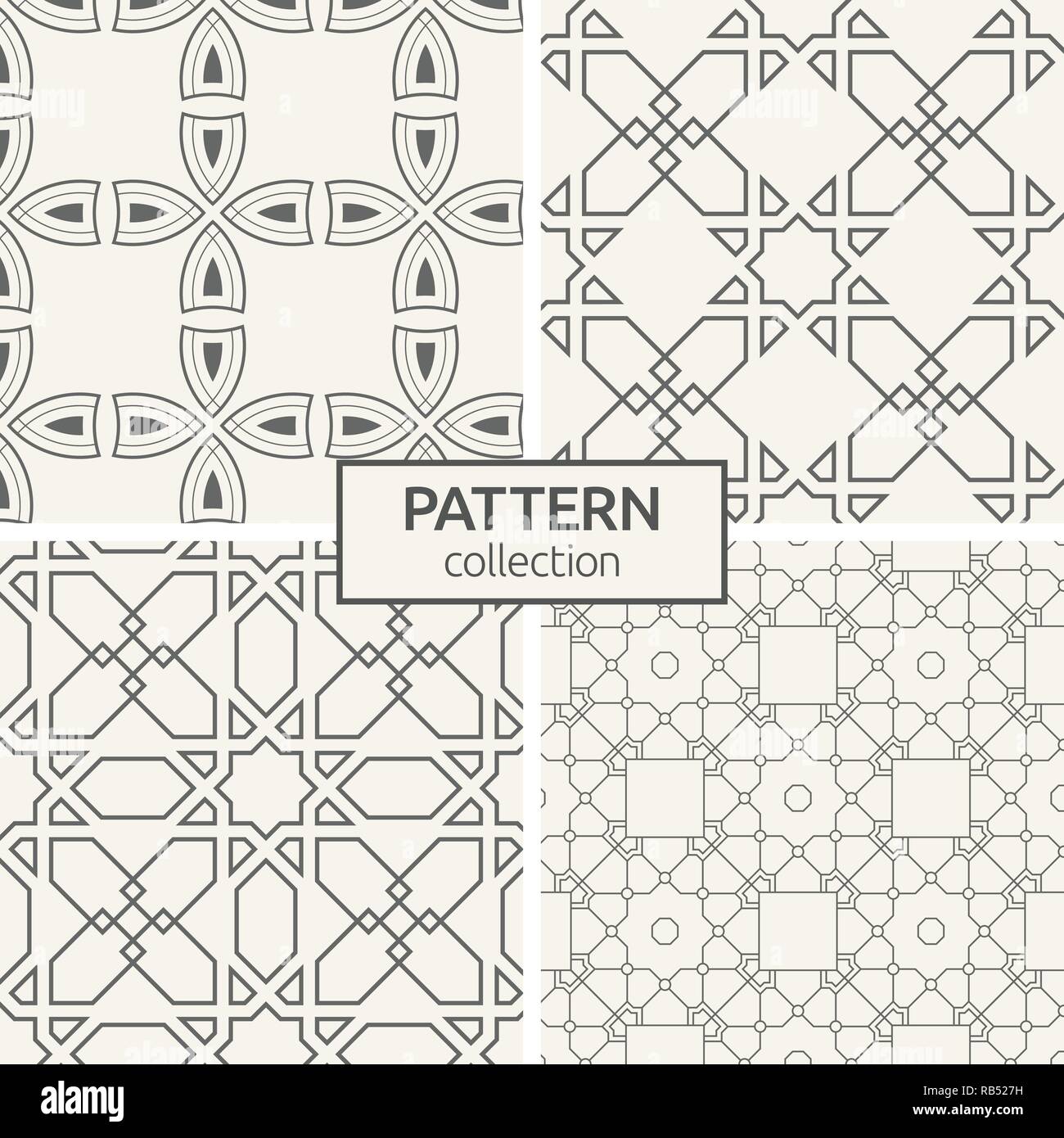 Set of four oriental seamless patterns. Abstract geometric trendy ...