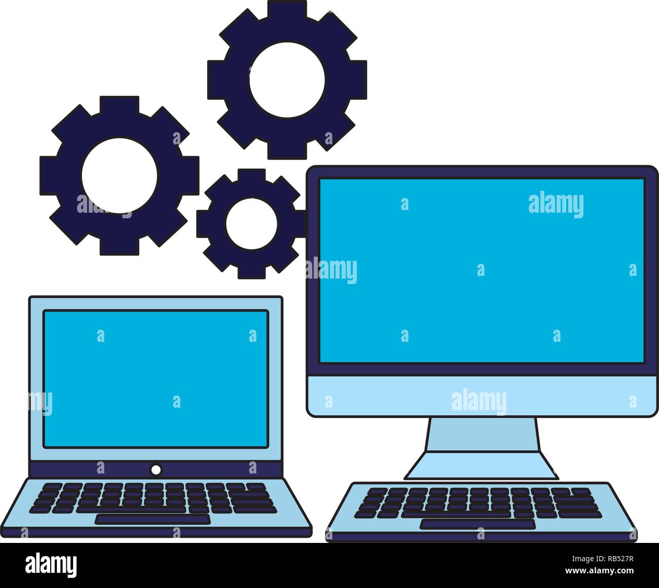 business laptop computer and gears Stock Vector Image & Art - Alamy
