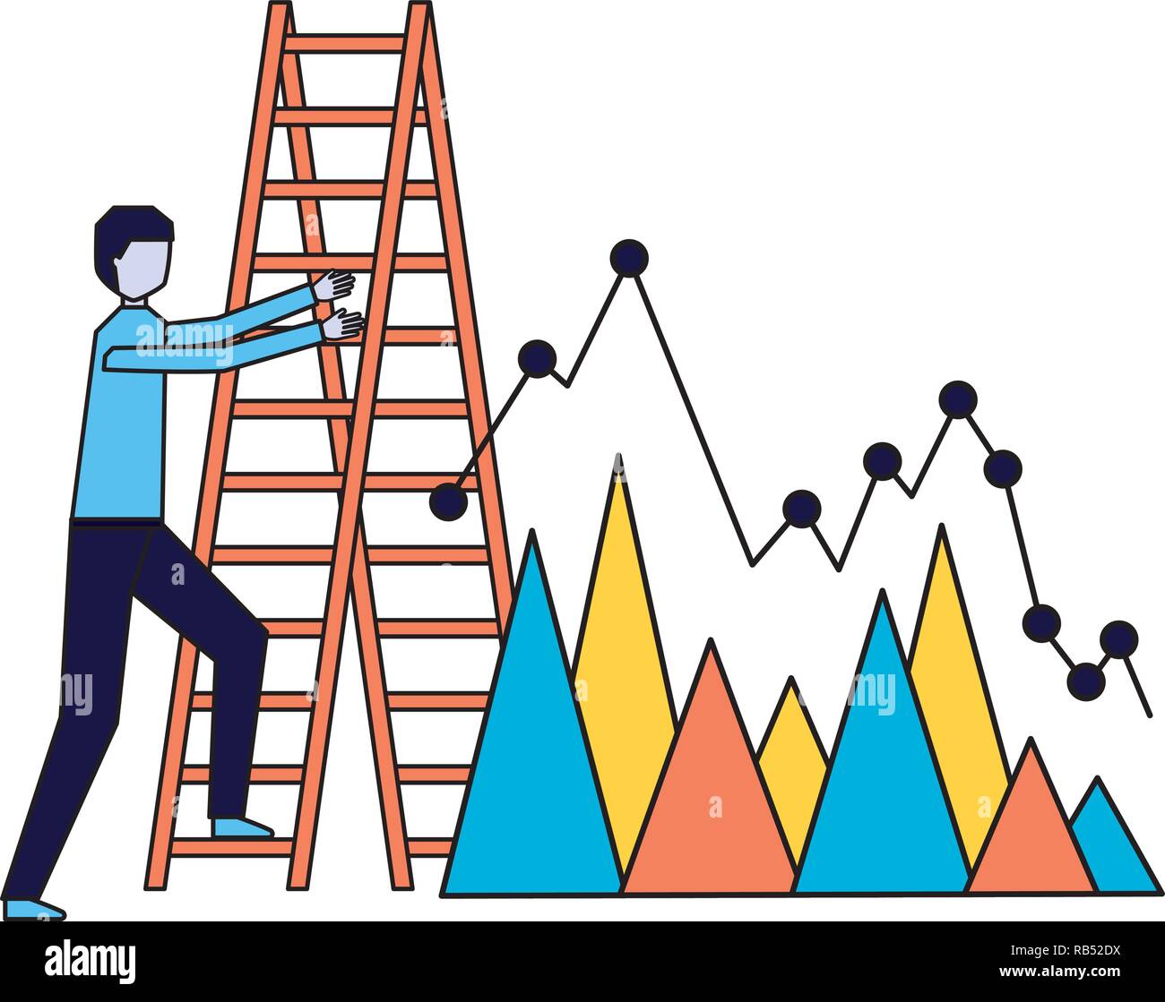 business man climb stairs chart report Stock Vector Image & Art - Alamy